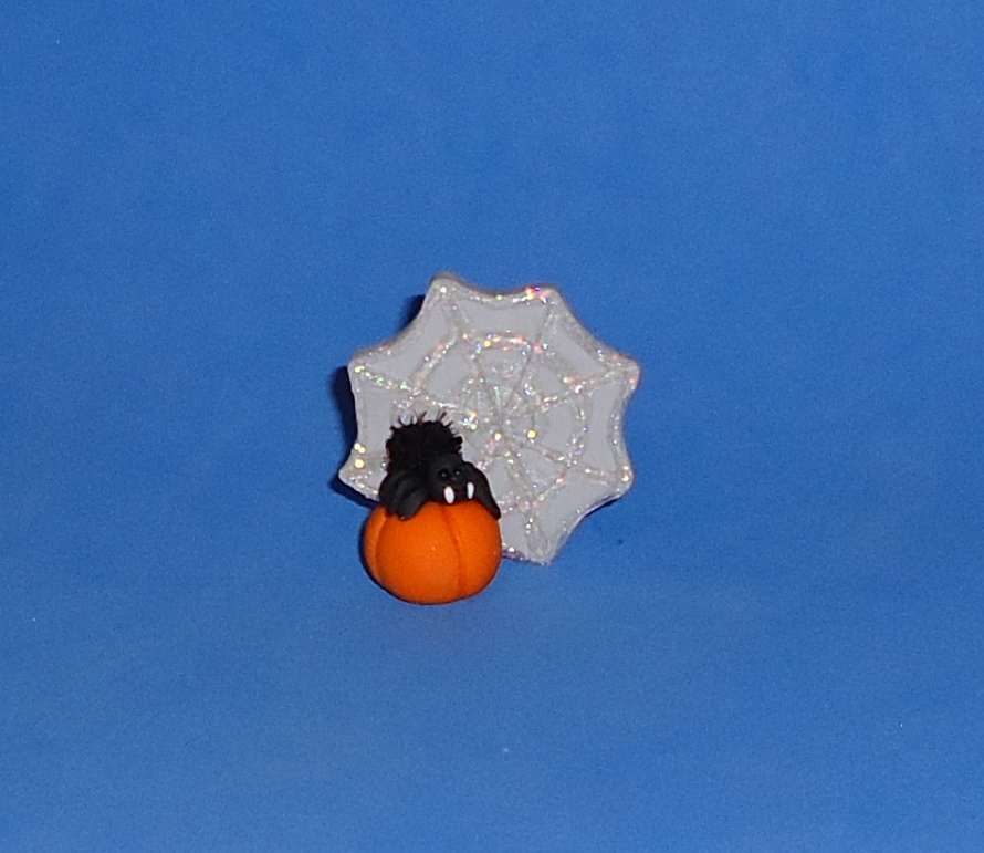 Polymer Clay Fuzzy Butt Spider With Web on Luulla
